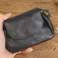 China Hand-rubbed Vegetable-tanned Leather Coin Purse Portable Retro Chinese-style 8x5cm for sale
