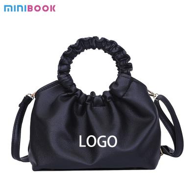 China Women's Waterproof Mobile Phone Bucket Bag Pleated Design PU Leather 20cm for sale