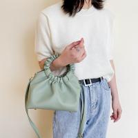 China Women's Waterproof Mobile Phone Bucket Bag Pleated Design PU Leather 20cm for sale