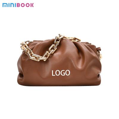 China Custom Solid Color Leather Crossbody Bag Ladies Purse Handbag Shoulder Chain Bag 30x20cm for sale