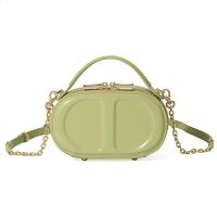 China Genuine Leather Small Cowhide Oval Box Bag Women Shoulder Crossbody Bag 20cm for sale