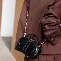 China Genuine Leather Small Cowhide Oval Box Bag Women Shoulder Crossbody Bag 20cm for sale