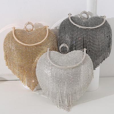 China Crystal Evening Clutch Bag with Tassel Diamond Design for Wedding Daily Use 20cm for sale