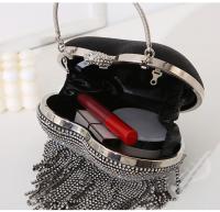 China Crystal Evening Clutch Bag with Tassel Diamond Design for Wedding Daily Use 20cm for sale
