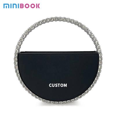 China Luxury Designer Round Dinner Handbag with Stones and Letter Pattern for Women for sale