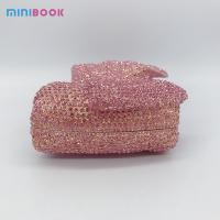 China Minibook Bowknot Crystal Evening Bag Rhinestone Bow PU Metal Clutch 21x6x12cm for sale