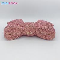 China Minibook Bowknot Crystal Evening Bag Rhinestone Bow PU Metal Clutch 21x6x12cm for sale