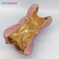 China Minibook Bowknot Crystal Evening Bag Rhinestone Bow PU Metal Clutch 21x6x12cm for sale