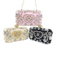 China Rhinestone Embroidered Clutch Bag 20x6x11.5cm PU Metal Evening Handbag for Women for sale