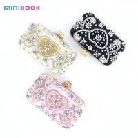 China Rhinestone Embroidered Clutch Bag 20x6x11.5cm PU Metal Evening Handbag for Women for sale