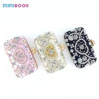 China Rhinestone Embroidered Clutch Bag 20x6x11.5cm PU Metal Evening Handbag for Women for sale