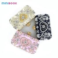 China Rhinestone Embroidered Clutch Bag 20x6x11.5cm PU Metal Evening Handbag for Women for sale