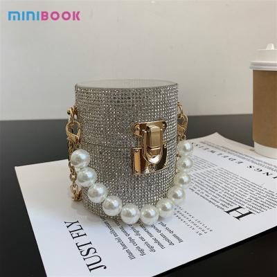 China Pearl Evening Clutch Bag 8x9x8cm Women Fashion Mini Book Style Handbag for sale
