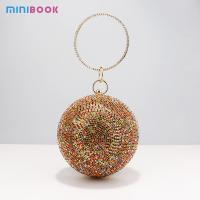 China Metal PU Mini Round Clutch Bag for Women Luxury Dinner Party Dress Handbag 15cm for sale