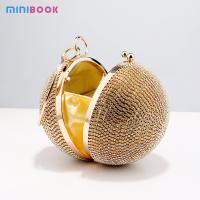 China Metal PU Mini Round Clutch Bag for Women Luxury Dinner Party Dress Handbag 15cm for sale