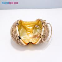 China Metal PU Mini Round Clutch Bag for Women Luxury Dinner Party Dress Handbag 15cm for sale