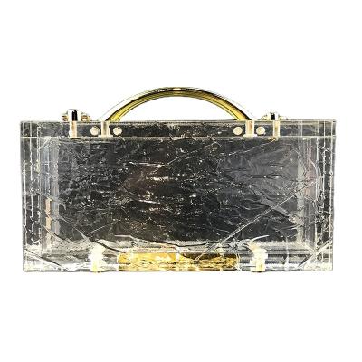 China Acrylic Hand Bag Small Square Transparent Box Bag for Women Chain Crossbody 22cm for sale