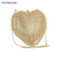China Custom Luxury Heart Shaped Diamond Clutch Evening Bag 17cm Metal Handbag for Party for sale