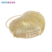 China Custom Luxury Heart Shaped Diamond Clutch Evening Bag 17cm Metal Handbag for Party for sale