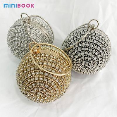 China Metal Round Ladies Evening Purse Shoulder Crossbody Handbag 13cm 0.46kg for sale