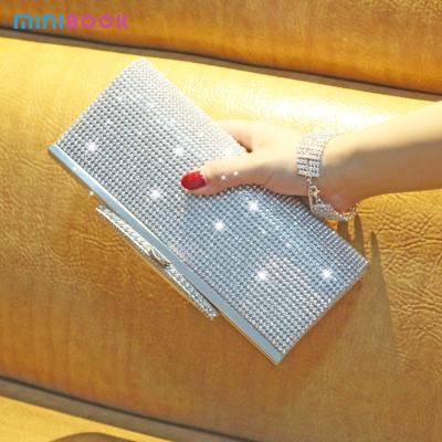 China Minibook Custom Diamond Shoulder Bag 23cm Polyester Evening Party Handbag for sale