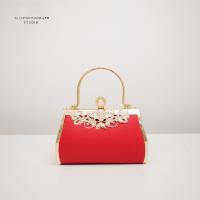 China 21x7x14cm Crystal Pearl Evening Handbag for Party Clutch Open PU Leather Women for sale