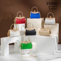 China 21x7x14cm Crystal Pearl Evening Handbag for Party Clutch Open PU Leather Women for sale
