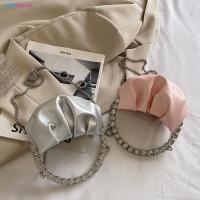 China Custom Logo Women Half Moon Clutch Purse with Chic Pleated Design Diamond Handle 20cm for sale