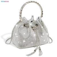 China Shiny Crystal Bucket Purse Bridal Wedding Evening Party Clutch Bag for Women Luxury 20cm for sale