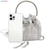 China Shiny Crystal Bucket Purse Bridal Wedding Evening Party Clutch Bag for Women Luxury 20cm for sale