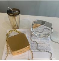 China Solid Color Minibook Gold Silver Clutch Purse with Chains Luxury Fancy Evening Bags 20x12cm for sale