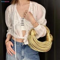 China Solid Color Pattern Double Knotted Shoulder Bag Casual Small Handmade Tote for Women for sale