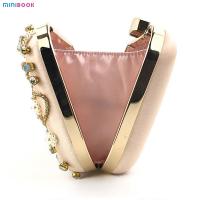 China Luxury Rhinestone Women Shoulder Clutch Bag with Diamond Pearls Beads OEM Custom 30x15cm for sale