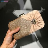 China Diamond Studded Mesh Banquet Bag Crossbody Chain Clutch Evening Handbag 20cm x 12cm for sale