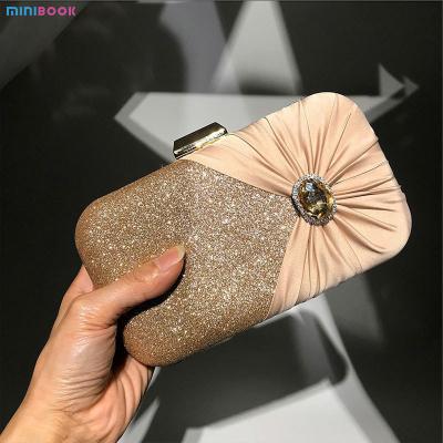 China Diamond Studded Mesh Banquet Bag Crossbody Chain Clutch Evening Handbag 20cm x 12cm for sale