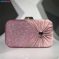 China Diamond Studded Mesh Banquet Bag Crossbody Chain Clutch Evening Handbag 20cm x 12cm for sale