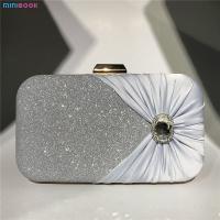 China Diamond Studded Mesh Banquet Bag Crossbody Chain Clutch Evening Handbag 20cm x 12cm for sale