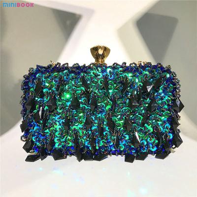 China Luxury Sequin Clutch Purse for Women Party Wedding Beaded Evening Bag 25cm for sale