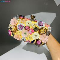 China Handmade Acrylic Evening Clutch Bag for Women Formal Party Rattan Silk Satin Bucket Bag 20cm for sale