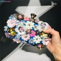 China Handmade Acrylic Evening Clutch Bag for Women Formal Party Rattan Silk Satin Bucket Bag 20cm for sale