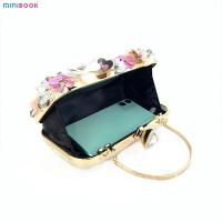 China Handmade Acrylic Evening Clutch Bag for Women Formal Party Rattan Silk Satin Bucket Bag 20cm for sale
