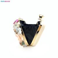 China Handmade Acrylic Evening Clutch Bag for Women Formal Party Rattan Silk Satin Bucket Bag 20cm for sale