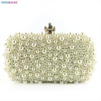 China Crystals Beaded Pearl Clutch Evening Bag for Women Wedding Party 25cm for sale