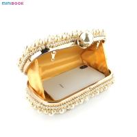 China Crystals Beaded Pearl Clutch Evening Bag for Women Wedding Party 25cm for sale