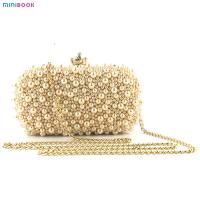 China Crystals Beaded Pearl Clutch Evening Bag for Women Wedding Party 25cm for sale