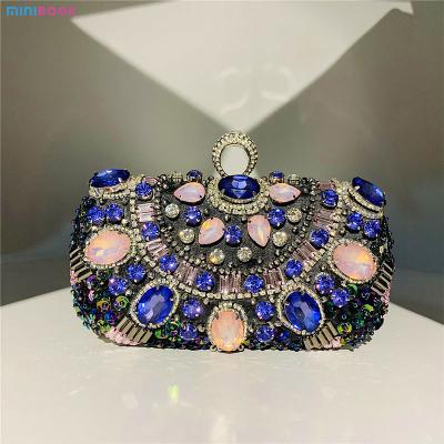 China Handmade Spherical Round Beaded Flowers Evening Bag Party Pearl Clutch 20cm for sale
