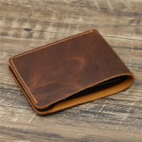 China Custom Logo Crazy Horse Bifold Leather Wallet for Men with RFID Blocking 8 Card Slots for sale