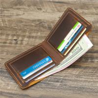 China Custom Logo Crazy Horse Bifold Leather Wallet for Men with RFID Blocking 8 Card Slots for sale