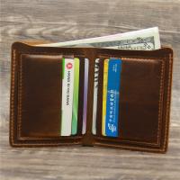 China Custom Logo Crazy Horse Bifold Leather Wallet for Men with RFID Blocking 8 Card Slots for sale