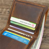 China Custom Logo Crazy Horse Bifold Leather Wallet for Men with RFID Blocking 8 Card Slots for sale